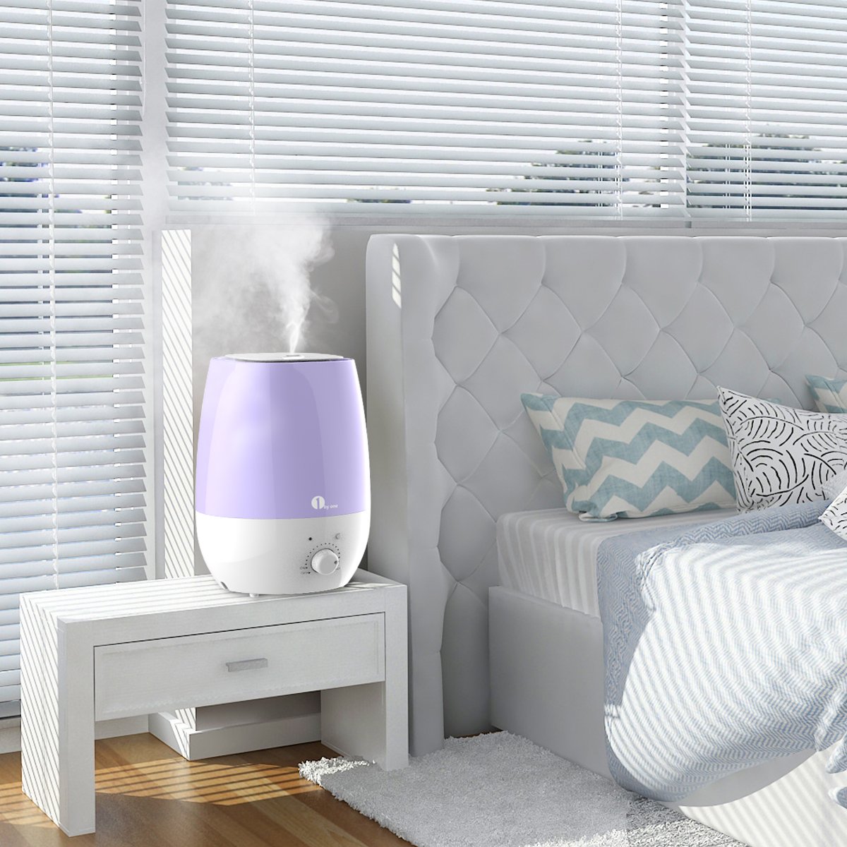 1byone Humidifiers for Bedroom 6L Cool Mist Air Ultrasonic for Plants Indoor with Essential Oils Diffuser for Baby Kids, with 7 Colour Night Light, Ultra Quiet & Easy to Clean, Auto Shut-off, Blue