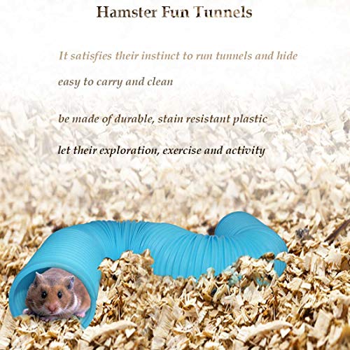 PINVNBY Hamster Fun Tunnels Pet Mouse Plastic Tube Toys Small Animal Foldable Exercising Training Hideout Tunnels for Guinea Pigs,Gerbils,Rats,Mice,Ferrets and Other Small Animals(2 PCS Blue)