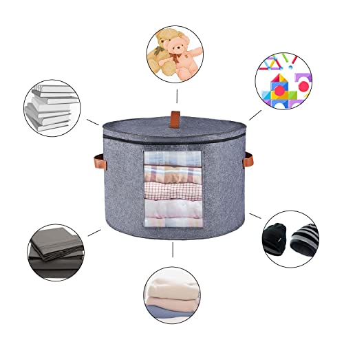 17x11 inch Hat Box for Women Men Storage Foldable Round Hat Box Organizer Case with Dustproof Lid for Travel Closet Toys Clothes (Grey), 17x11 inch(DxH)