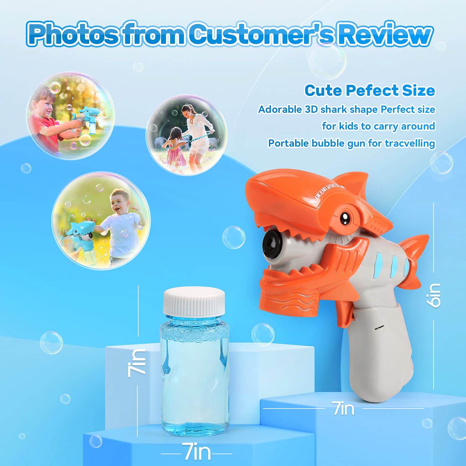 2 Bubble Gun for Kids,Light-Up and Musical Automatic Shark Bubble Blower Toys with 4 Bubble Solution,Fun Summer Outdoor Party Gift for 4 5 6 7 8+ Years Old Toddlers Boys Girls Bubble Maker Machine