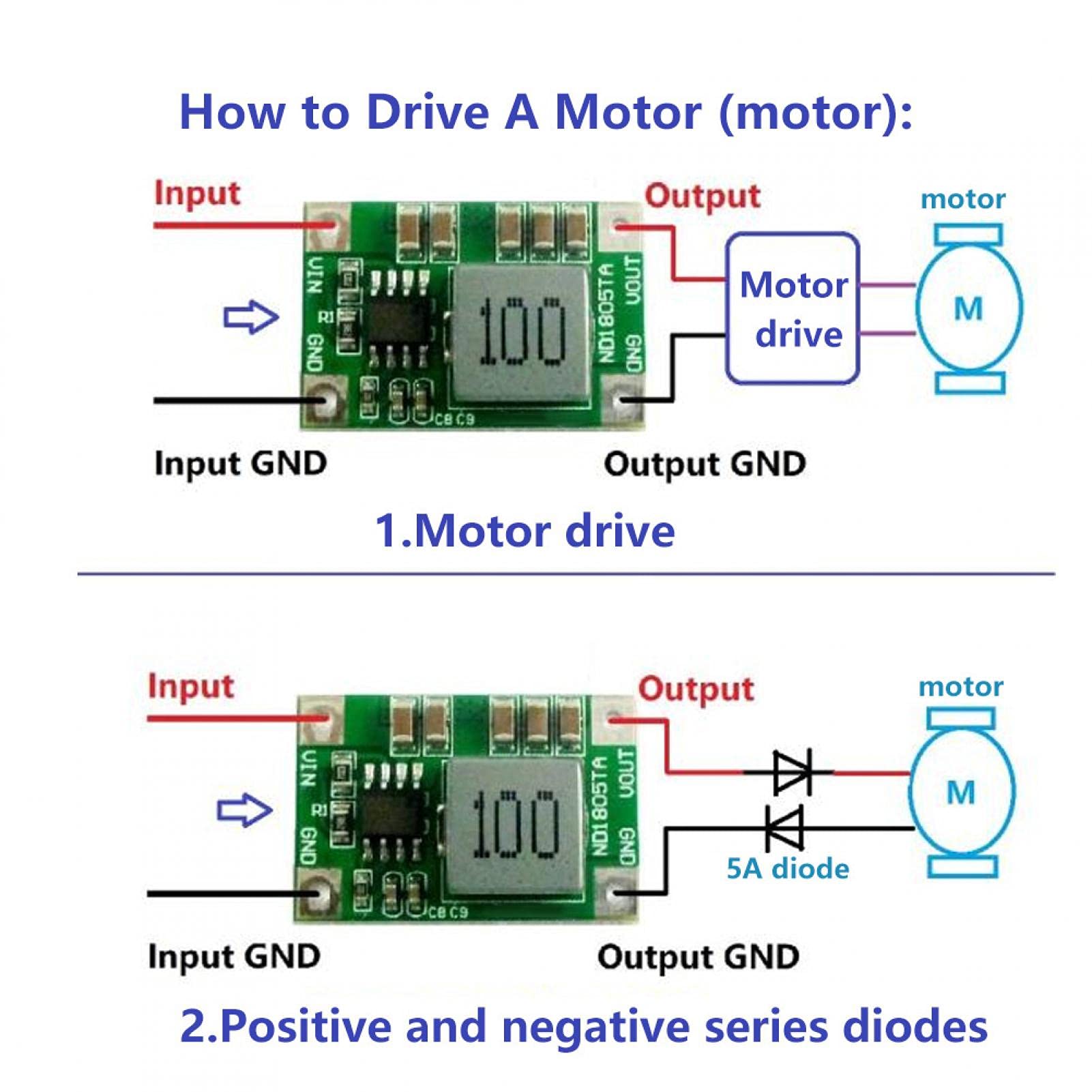 2Pcs ND1805TA Step Down Module 5-18V to /3./3.7V/4.2V/5V/6V Motor Drive Converter DIY Power Supply(5-18V to 3.7V)