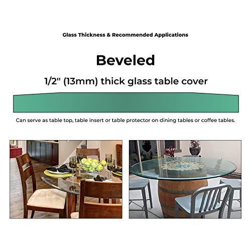 32" Inch Round Glass Table Top 1/2" Thick Tempered Beveled Edge by Fab Glass and Mirror