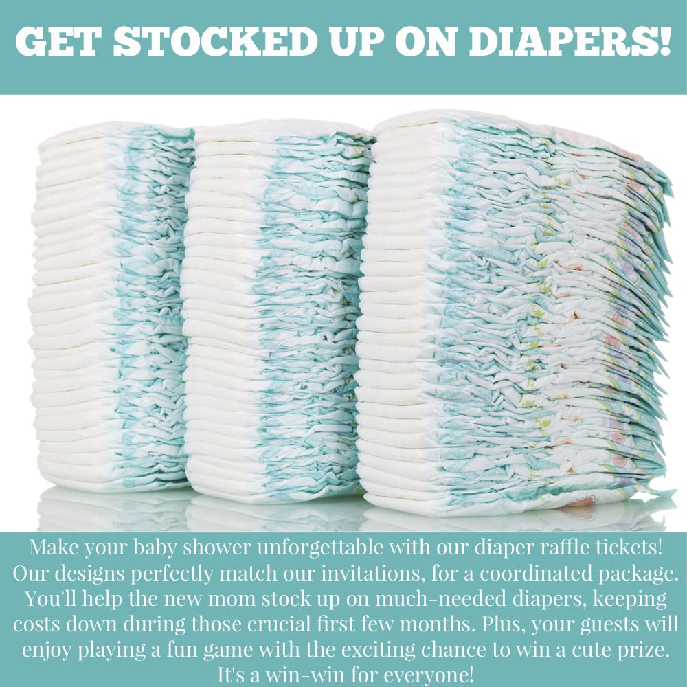 Amanda Creation Blue and Silver Snowflake Diaper Raffle Tickets for Boy Baby Showers, 20 2" X 3β Double Sided Insert Cards for Games, Bring a Pack of Diapers to Win Favors & Prizes!