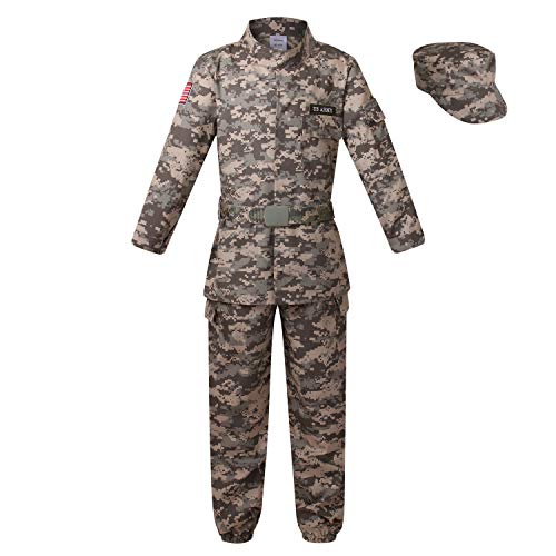 Deluxe Kid's Camo Combat soldier costume (6-8 Yearsļ¼