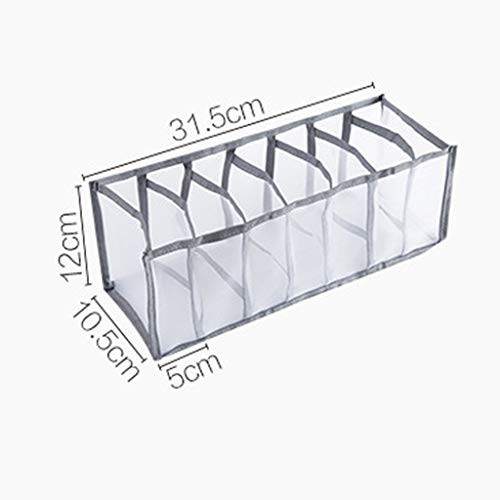 OFMWBN Underwear Organizer Drawer Divider, Underwear Bra Socks Panty Storage Boxes, 6/7/11 Cell Collapsible Closet Cabinet Storage Boxes, Bra Organizer, Home Dormitory Organization (Black/7 Cell)