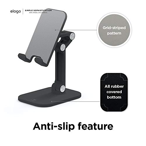 elago M5 Adjustable Phone Stand β Cell Phone Holder for Desk Compatible with iPhone 12 (5.7, 6.1, 6.7) and Compatible with All iPhone Models, All Smartphones (Black)