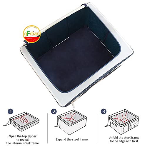 GUO FENG DIAO ® Storage Bins With Lids Steel Frame Storage Box Oxford Cloth Storage Box Quilt Storage Box Folding Wardrobe Fabric Extra Large Storage Bag
