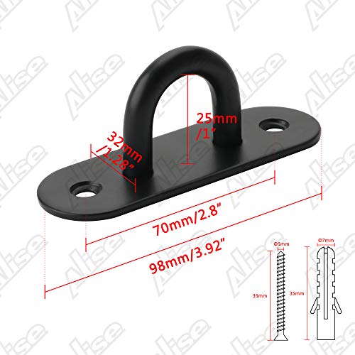 Alise Black Ceiling Hook Heavy Duty Top Hook Swing Hooks for Yoga Hammock Fan Chandelier Swing Marine Boat Application Sandbag Bag,4-Inch Length Stainless Steel Pack of 4