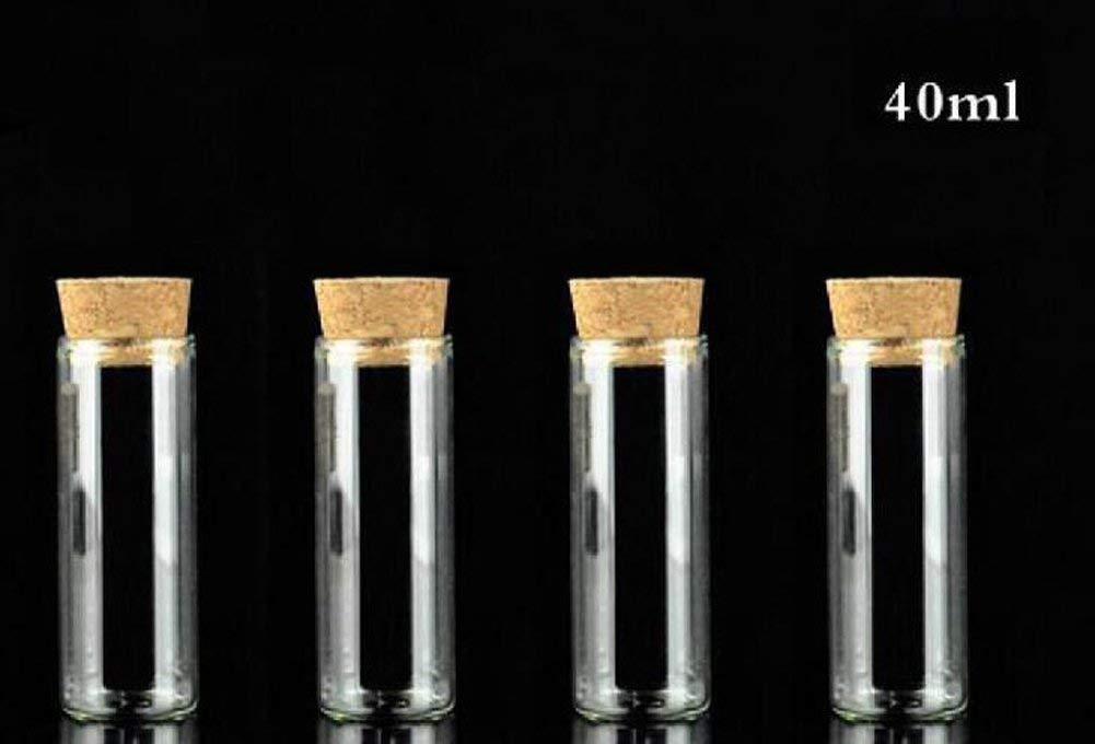 10PCS Empty Glass Clear Test Tube Message Bottles Vials Jars Packing Container with Wood Cork Stoppers for Scientific Experiments Tea Powder Liquid Storage Dispenser(40ml-30mmx80mm)