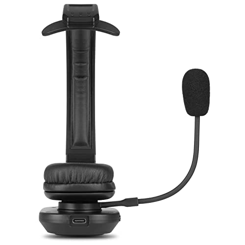 Aluratek Wireless Bluetooth 5.0 Headset with Noise Cancelling Boom Mic, for Car, Truck Driver, Business, School, Home Office, Cell Phones, PC & MAC, 34Hrs Talk Time (ABHM100F), Black