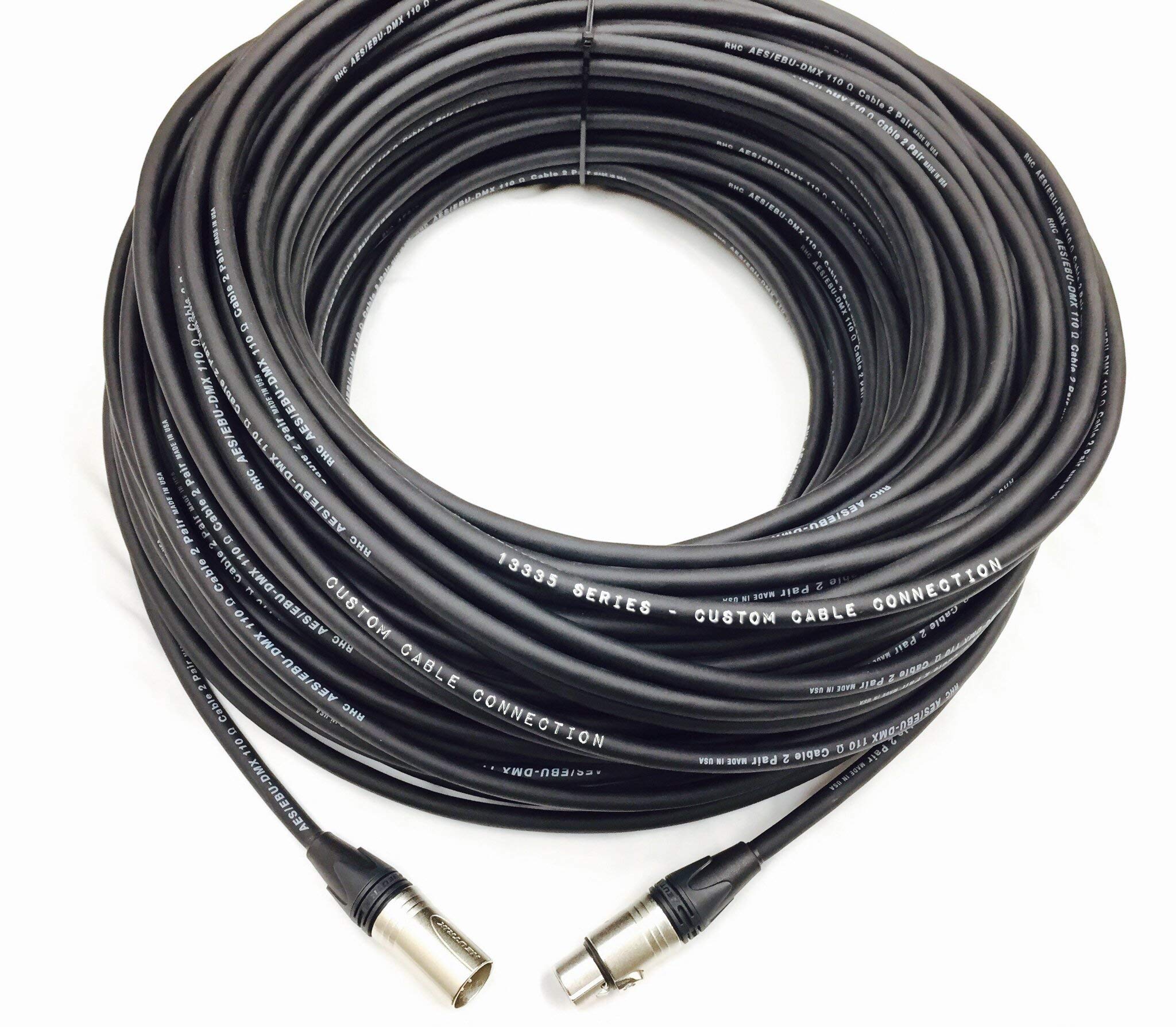 125 Foot 5-Pin XLR 24 AWG (Gauge) DMX512 Data Cable Male to Female for stage lighting, LED Uplights, DJ Lights and DMX512 Controller- made by Custom Cable Connection