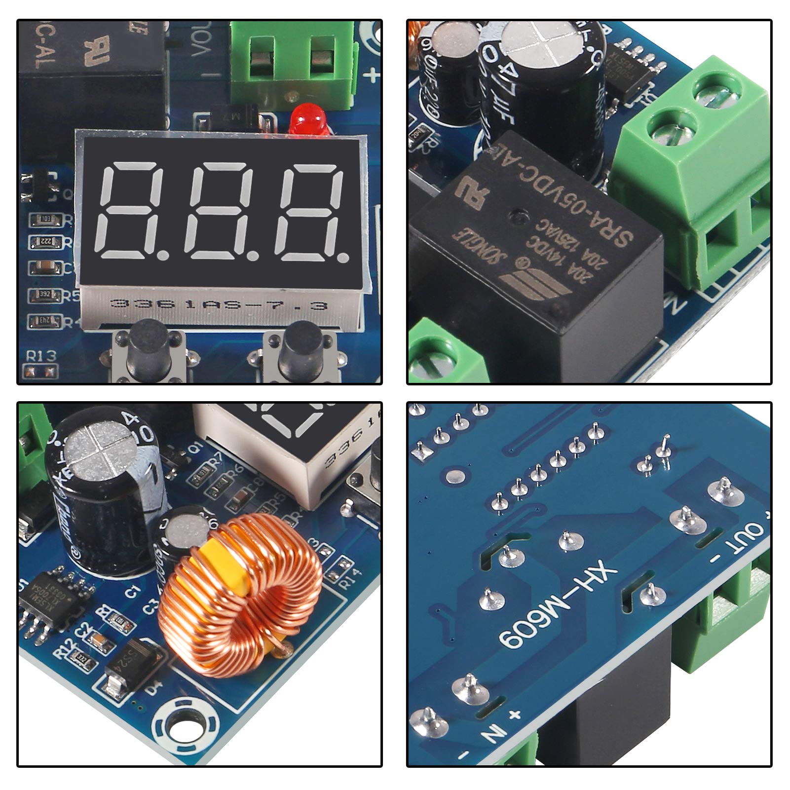 AITRIP 3PCS DC 12V-36V Voltage Protection Module Digital Low Voltage Protector Disconnect Switch Over Discharge Protection Module Output 6-60V XH-M609