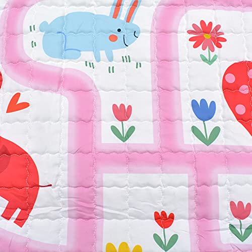 ABREEZE Baby Kids Play Mat Tummy Time Floor Mat Drawstring Toy Bag Foldable Soft and Washable Toys Storage Organizer Children Play Rugs with 59 inches Large Diameter(Pink)