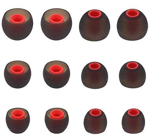 ALXCD Ear Tips Compatible with JBL Tune 125TWS Headphones, 6 Pairs S M L Sizes Replacement Silicone Earbud Tips, Compatible with JBL Tune 125TWS,Black/Red
