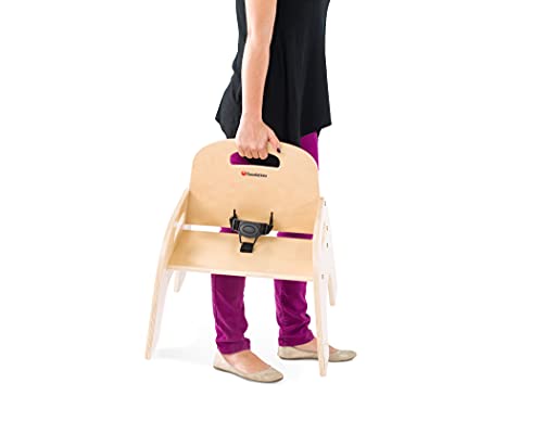 Foundations Simple Sitter Low 13” Feeding Chair, Wide “No Tip” Base, Adjustable Safety Harness, Food Service Grade Finish, Easy to Clean, Sturdy Baltic Plywood (Natural)