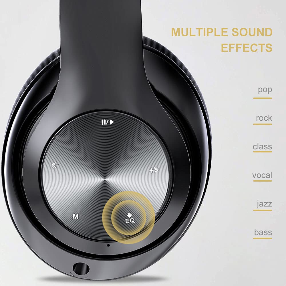 9S Bluetooth Headphones Over-Ear,CVC 6.0 Noise Cancelling Mic Wireless Headphones,60 Hrs Playtime Hi-Fi Stereo Deep Bass Foldable Headphones for Online Class, Home Office, PC, Cell Phones (Black)