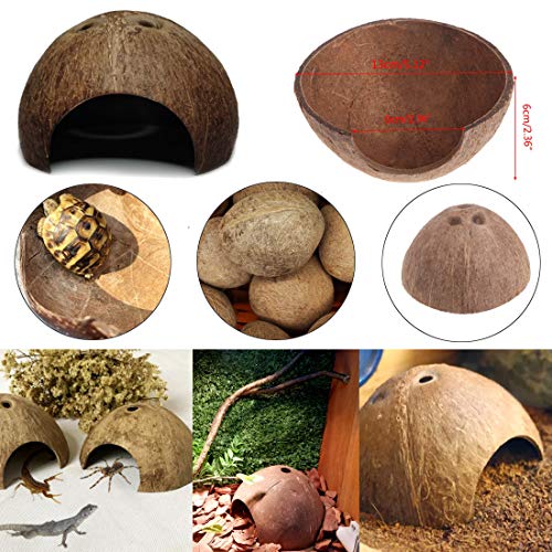 Hamiledyi Bearded Dragon Hammock Reptile Coconut Shell Bendable Jungle Climbing Vine and Leaves with Suction Cup Habitat Decor Accessories for Gecko Snakes Lizards and Chameleon(4Pcs)