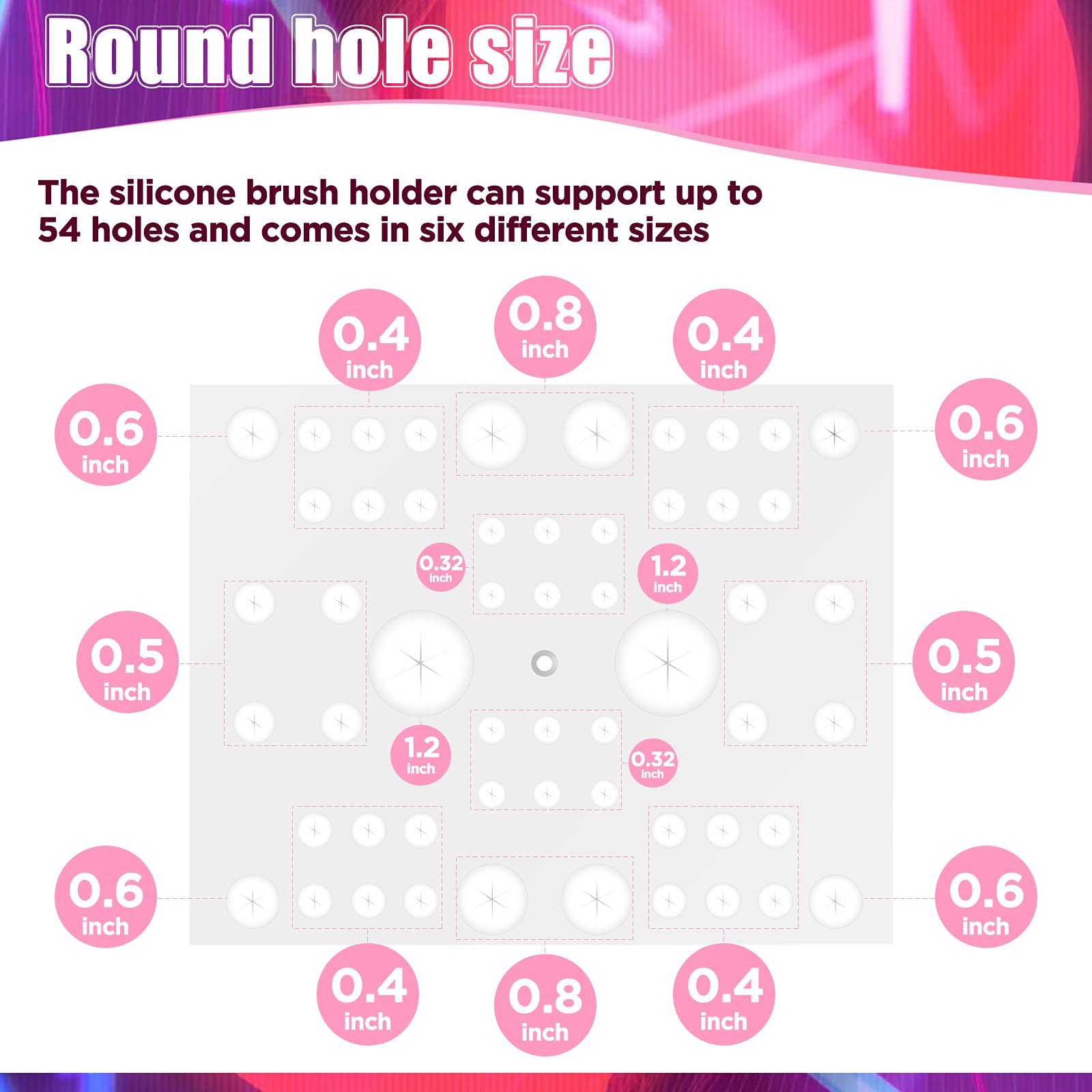 54 Holes Acrylic Brush Holder Makeup Brush Drying Rack Brush Dryer Collapsible Makeup Brush Holder Makeup Brush Dryer Stand for Acrylic Nail Brush Makeup Lover (White)