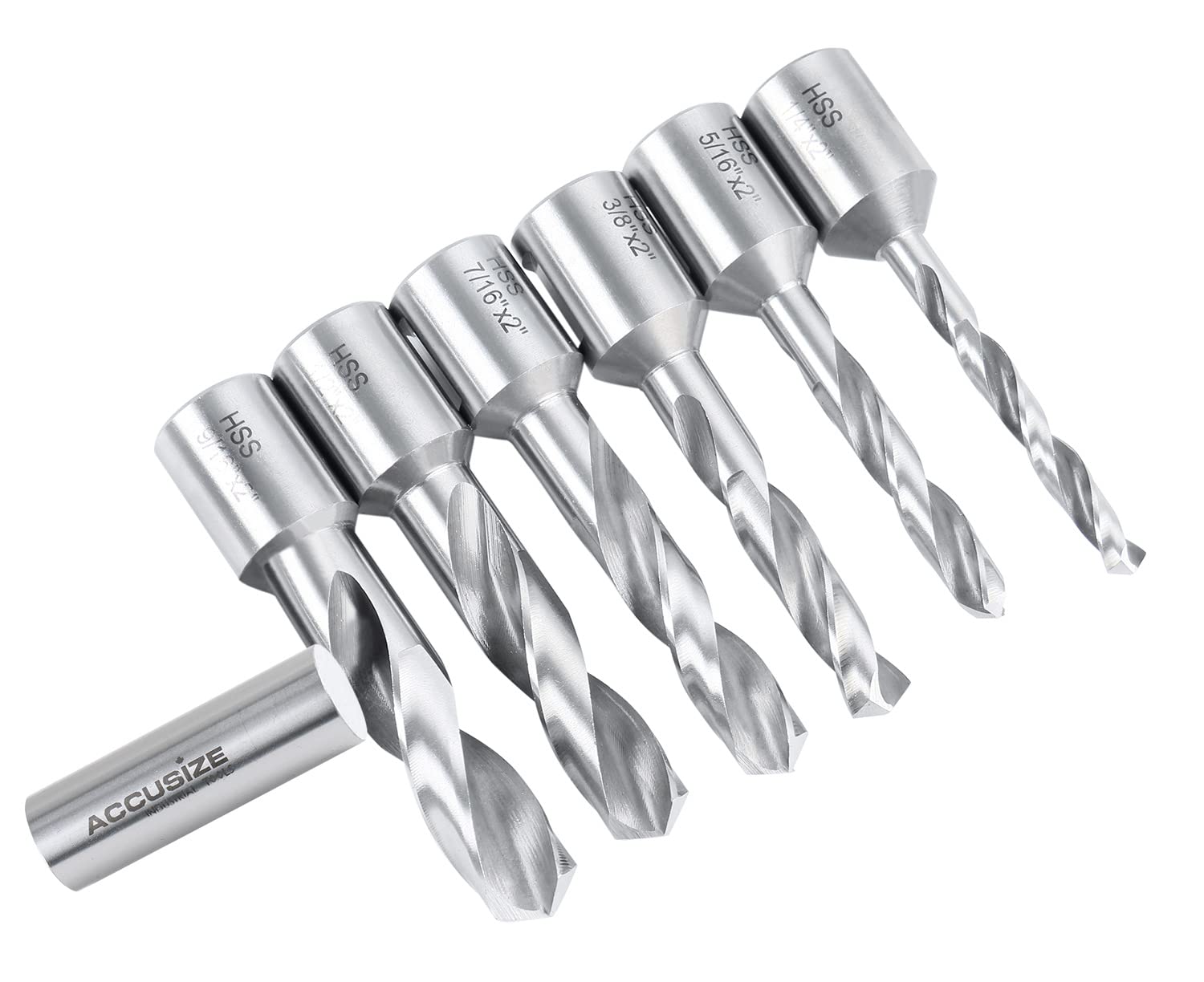 Accusize Industrial Tools 6pcs/Set H.S.S. Fully Ground Drill Sets with 3/4" Weldon Shank, 2inch Cutting Depth, 0519-5002