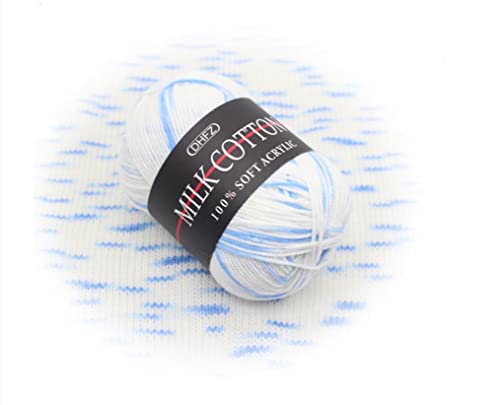 2 Balls Total 100g Milk Cotton Yarn Soft Warm Baby Yarn Space Dyed Gradually Changing Color Knitting Yarn Sweater Scarf Crochet Yarn (07-Gray)