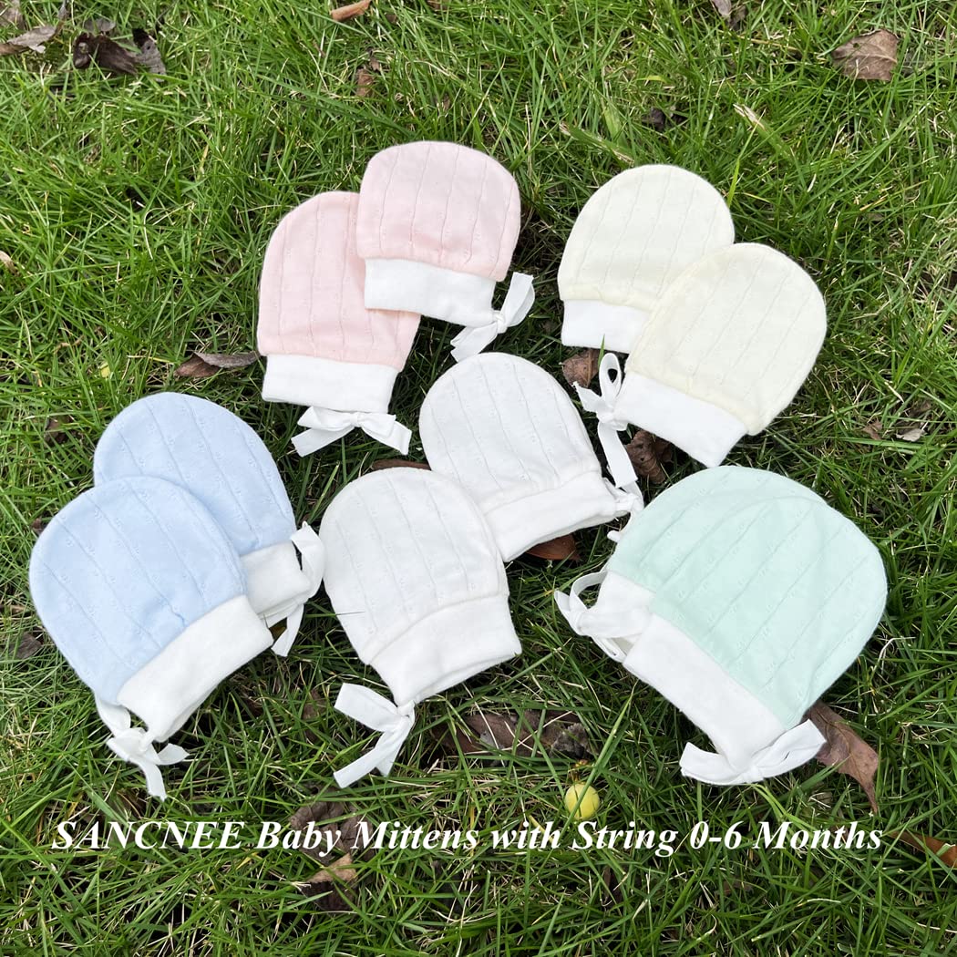 SANCNEE Baby Mittens with String 0-6 Months, Infant No Scratch Gloves Girl Newborn,4 Pairs…