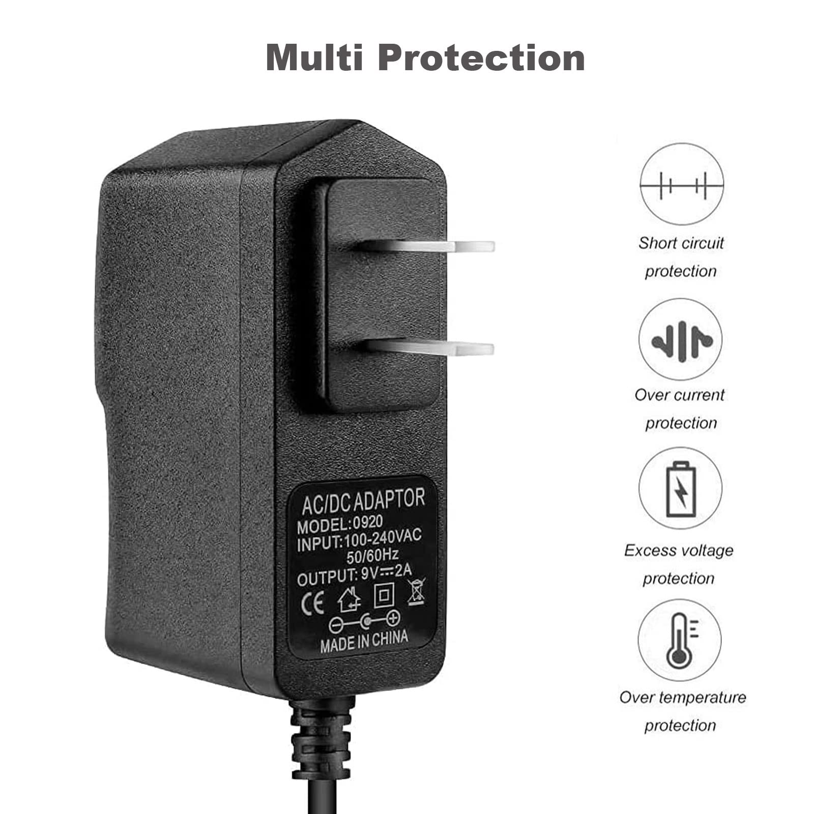 9V AC Adapter Charger Fit for Crosley Cruiser Portable Turntable Record Player CR8005A CR8005A-BK CR8005A-GR CR8005A-OR CR8005A-PI CR8005A-TP Power Cord
