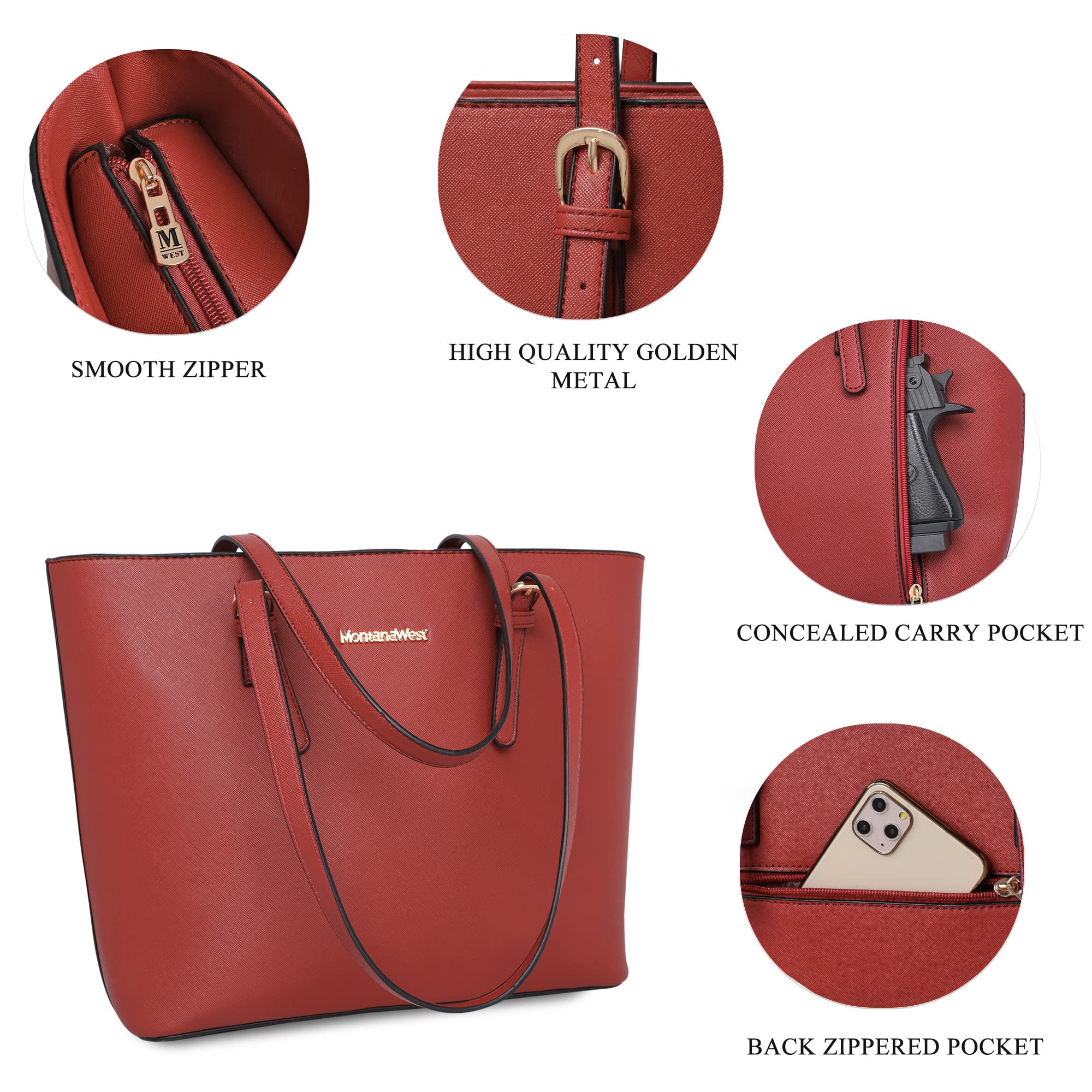 2pcs Tote Handbag Purse Set for Women Large Fashion Satchel Shoulder Laptop Bag MWC2-H030RD