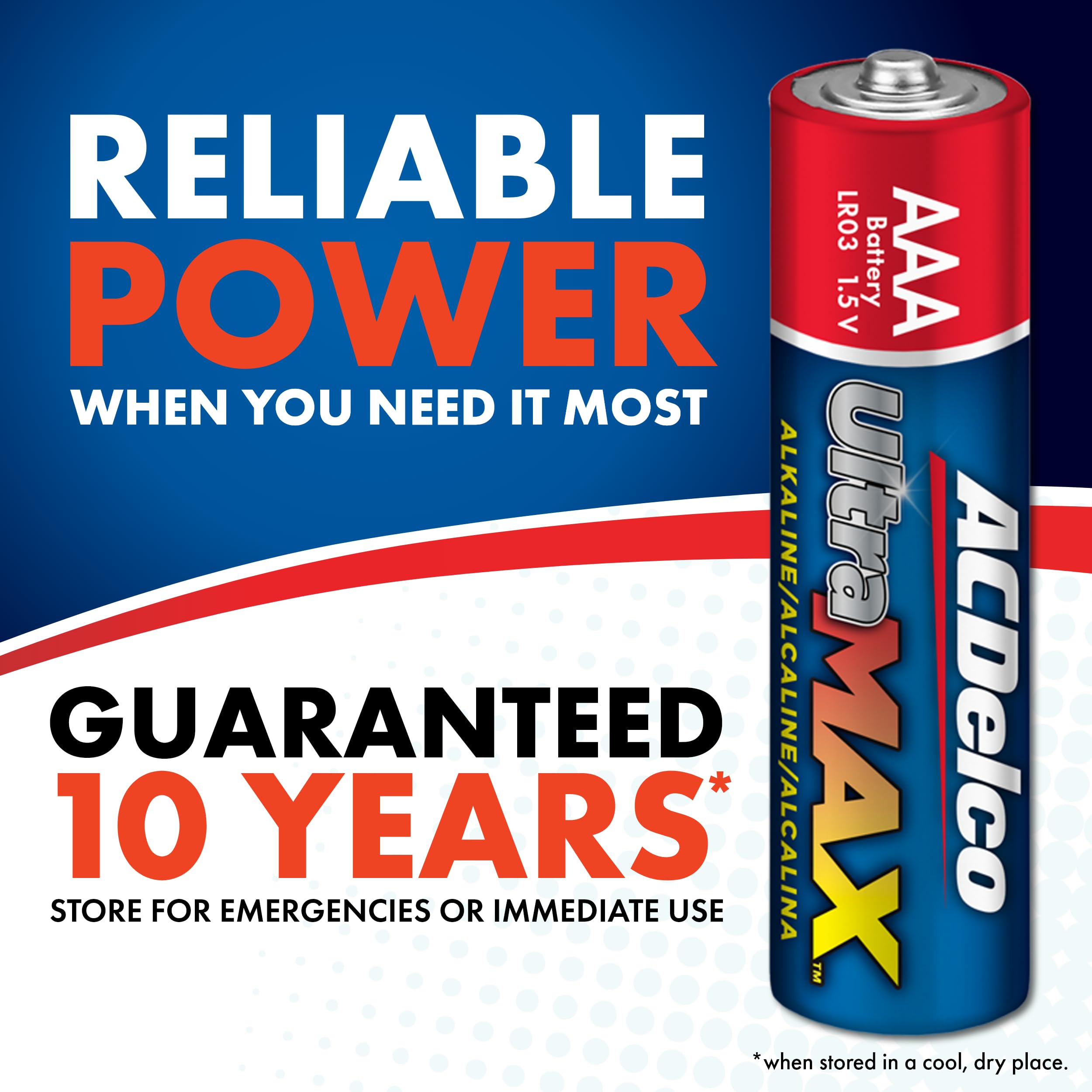 ACDelco UltraMAX 10-Count AAA Batteries, Alkaline Battery with Advanced Technology, 10-Year Shelf Life, Recloseable Packaging