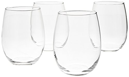 Amazon Basics Stemless Wine Glasses (Set of 4), 15 oz & All-Purpose Wine Glasses, 19-Ounce, Set of 4