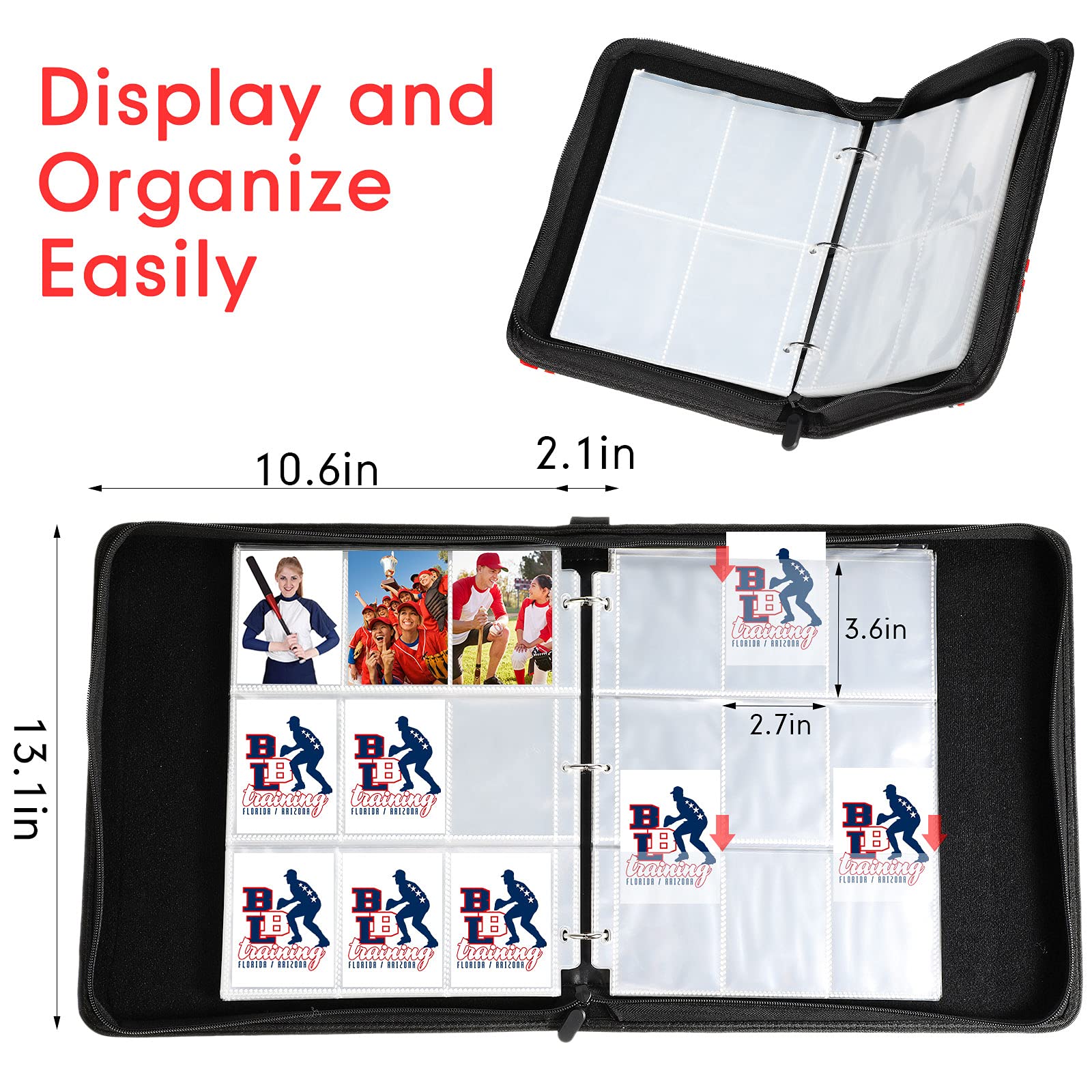 2 Pieces 1040 Pockets Card Binder Sleeves for Trading Card Collection Storage, Card Sleeves Card Holder Album Protectors Set for Sport Card, 2 Designs (Baseball)