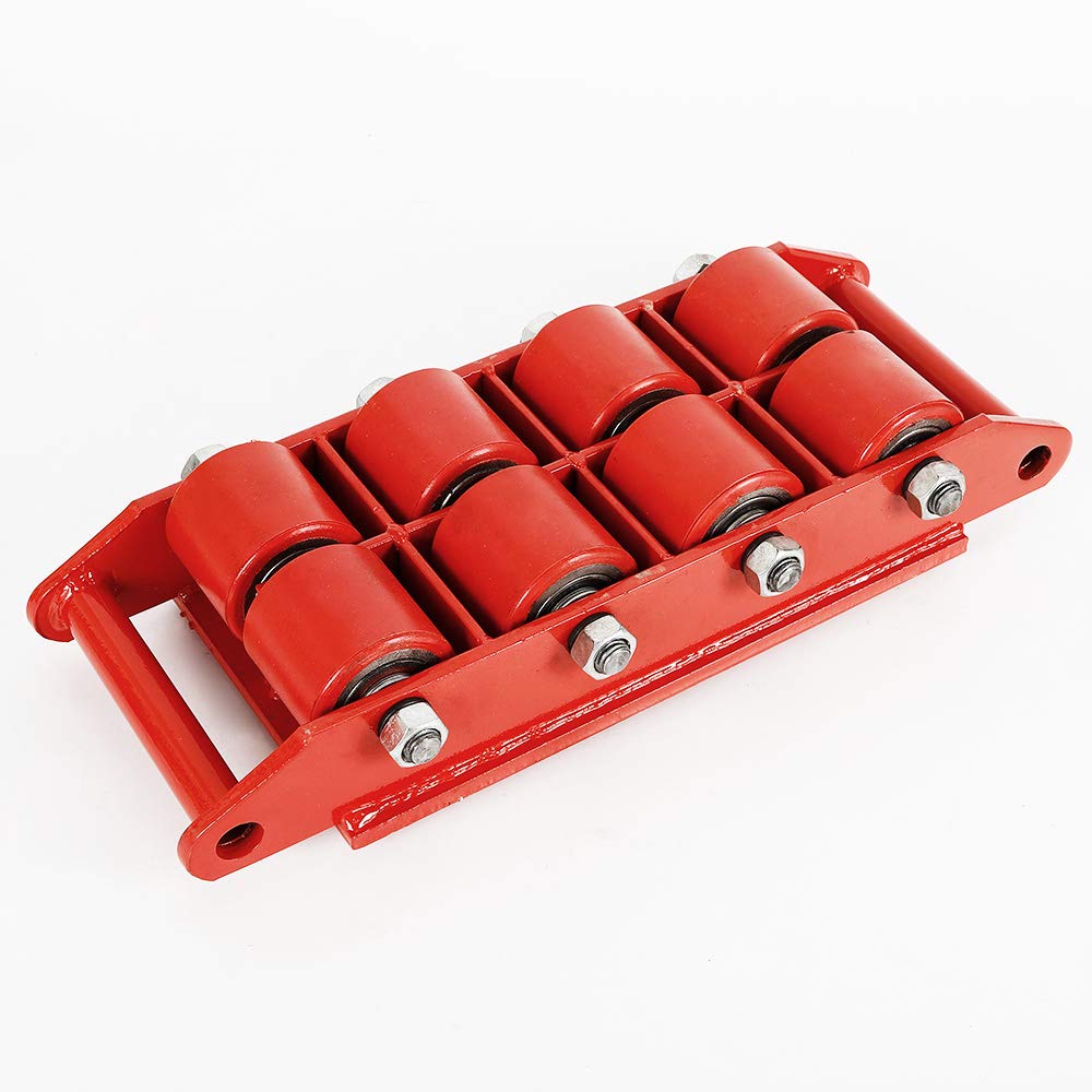 Industrial Machinery Mover, Machinery Mover Roller Dolly Skate with 360 Degree Rotation Cap (Red, 12T/26400)