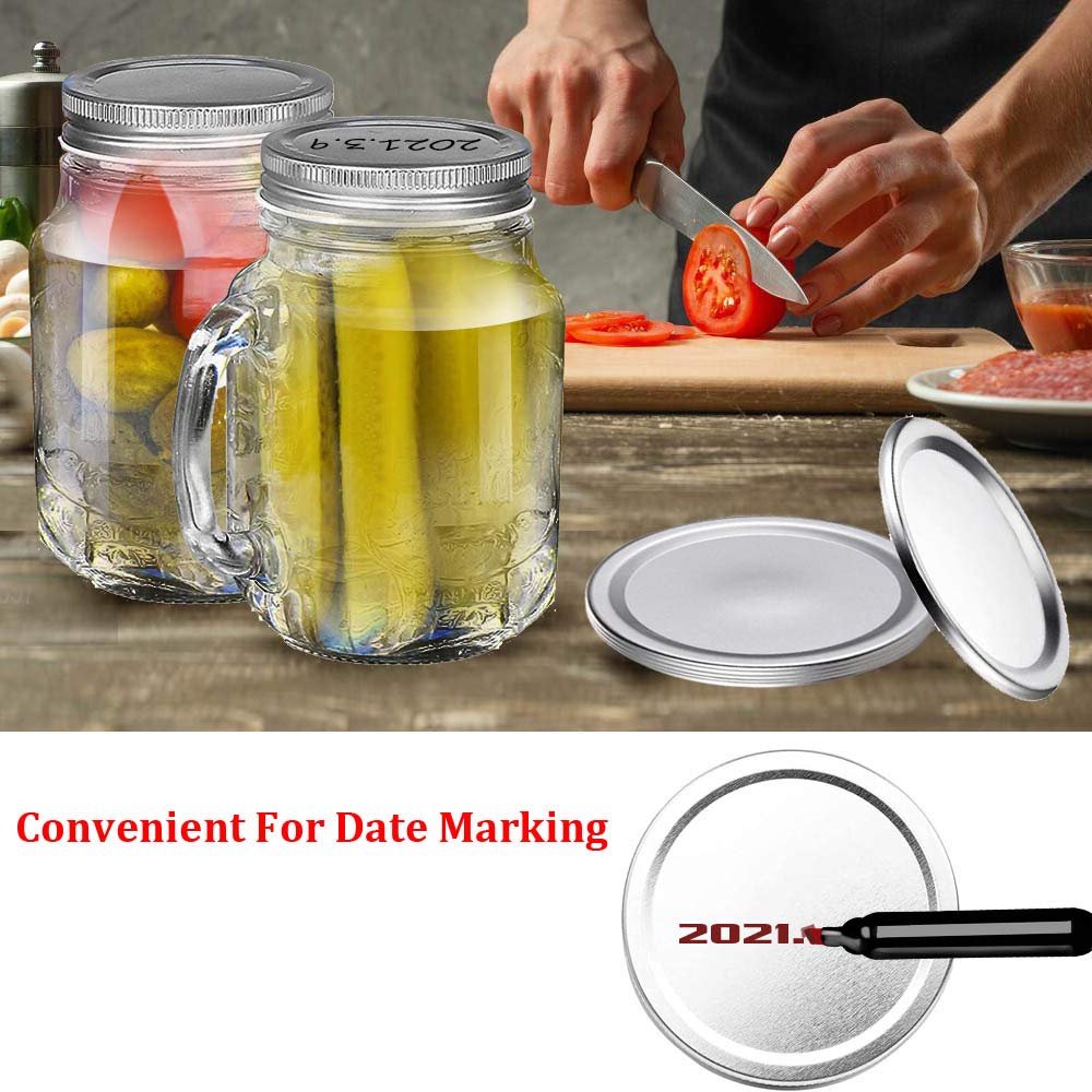 120 PCS Canning Lids,Mason Jar Regular Mouth Canning Lids,Premium Metal Lid Split-Type with Airtight Seal and Leak proof,Use for Home Canning & Food Storage (Silver, 120)
