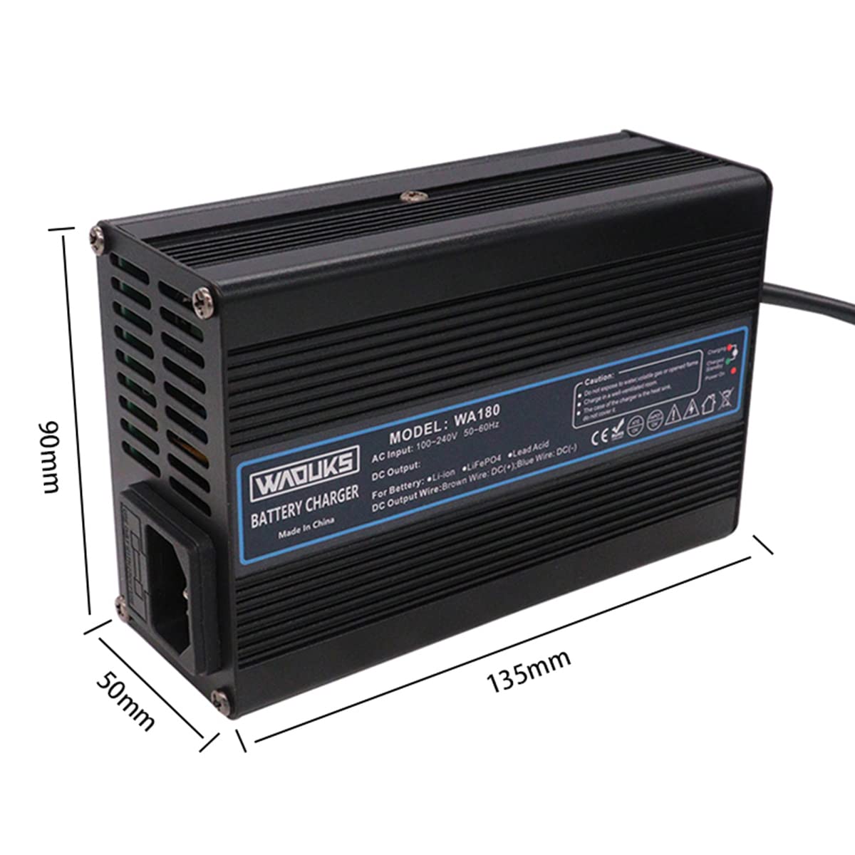 58.4V 3A Charger 58.4V LiFePO4 Battery Charger Output XLR Connector Used for 16S 48V 51.2V LiFePO4 Battery Pack with Cooling Fan Aluminum Case
