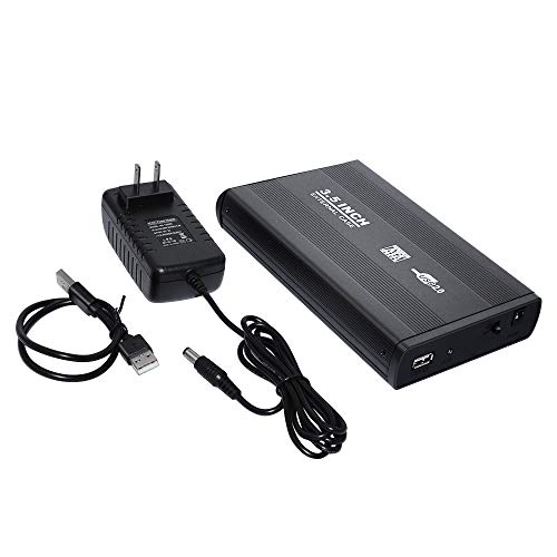 3.5 inch HDD External Case USB 2.0 to SATA External 3.5 Hard Drive Enclosure Disk for 3.5 SATA HDD External Storage Box with Aluminum Case (USB2.0-Silver)