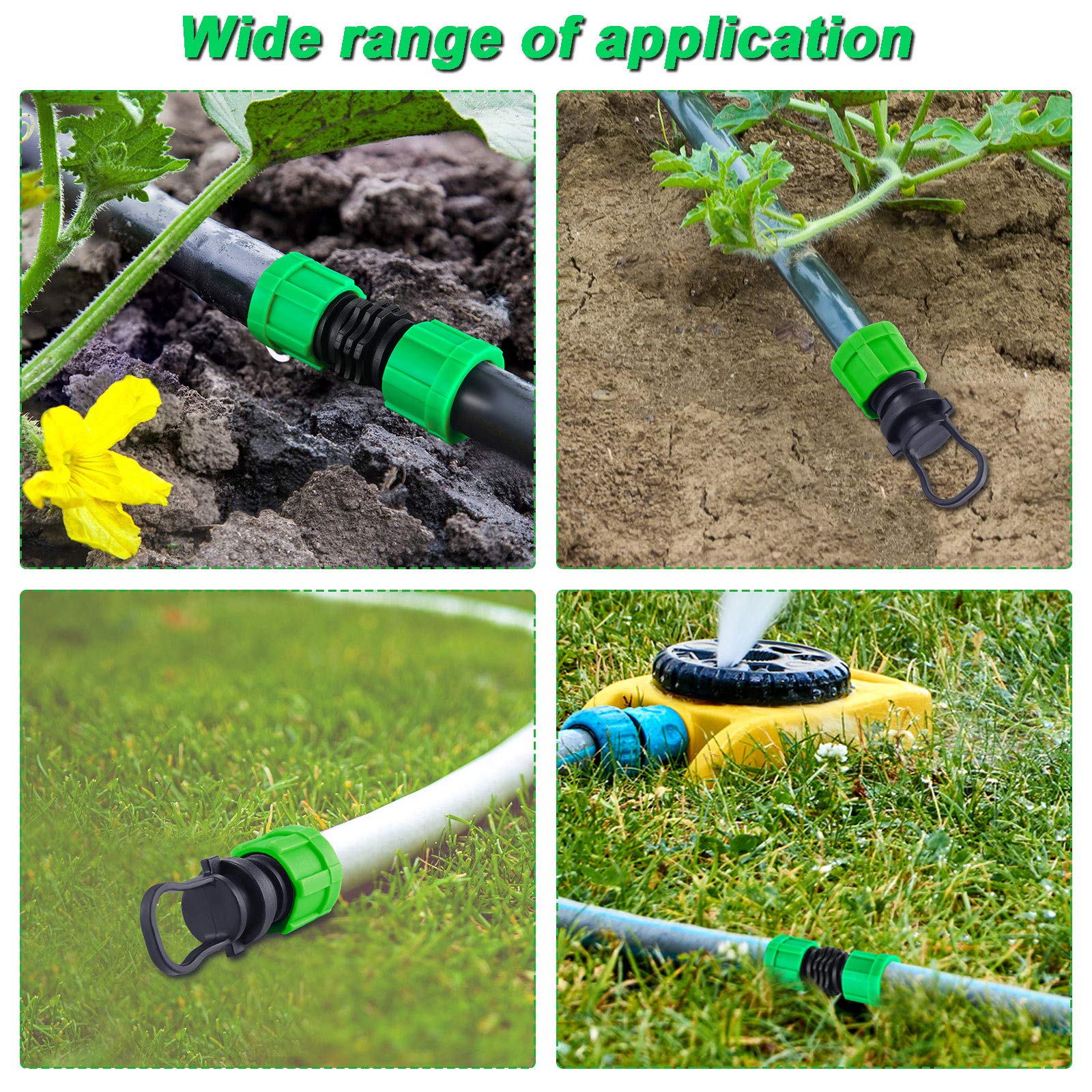 12 Pieces Drip Irrigation Coupling and Drip Irrigation Tubing End Cap Plug 1/2 Inch Universal Drip Irrigation Fitting Compatible with Most 16-17 mm Drip Tape AG Tubing Drip or Sprinkler Systems