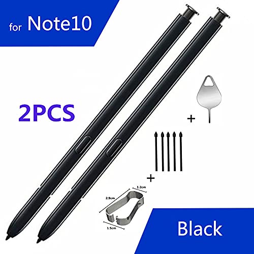 A-creator 2PCS Galaxy Note 10 Stylus Pen (Without Bluetooth) Replacement for Galaxy Note 10 Note10 Plus Note 10+ 5G with TipsNibs+Eject Pin (Black)