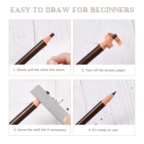 LSxia Waterproof Eye-Brows Pen-cil Set, Pull Cord Peel-off Eyebrow Pencil Microblading Eyebrow Pen Supplies Kit, White Eye-Liner Pencil and Eyebrows Tool Tattoo Makeup For Marking (5+1 Dark Brown)