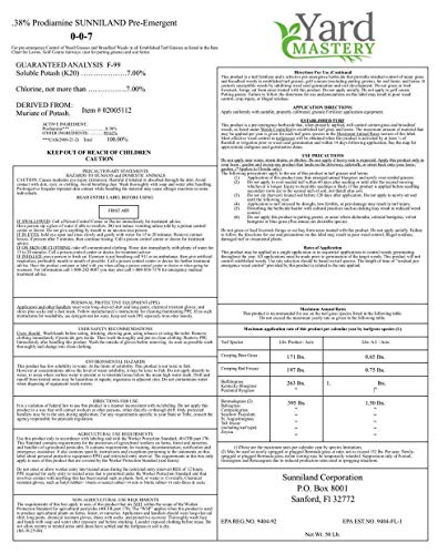 Granular Pre Emergent Herbicide 0-0-7 .38% Prodiamine - 45lbs - Covers 15,000 sq ft, at 3lb per 1,000 sq ft Application Rate