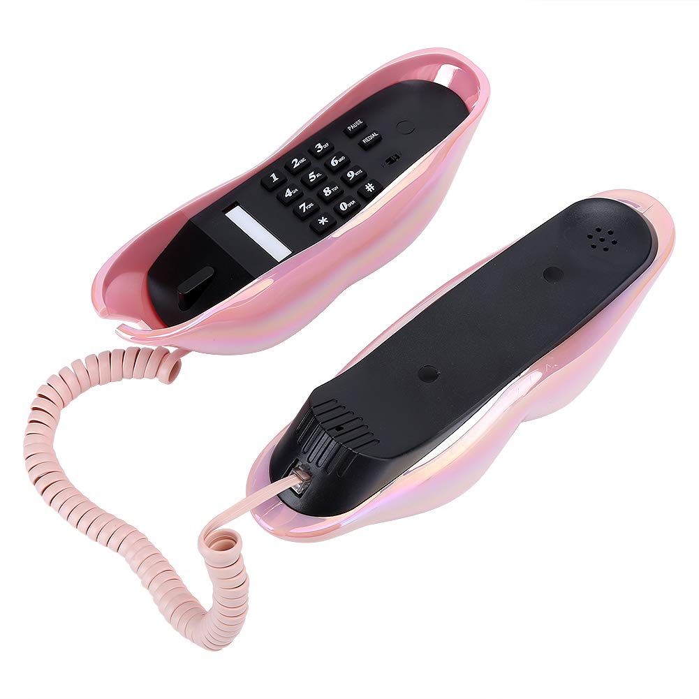 Corded Sexy Lip Telephone, Real Work Mouth Landline Phones, Wired Lip Phone for Decoration/Home/Office/Art Decor