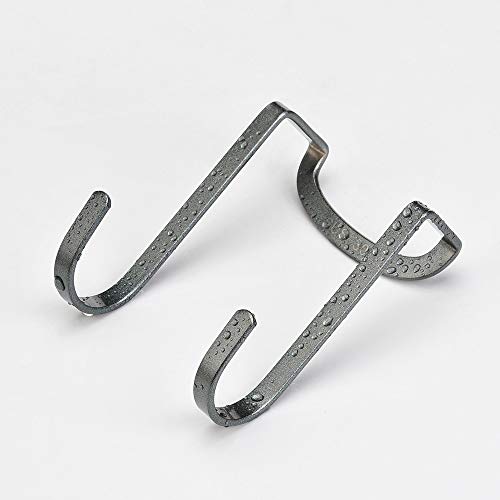 Dewell Multi-Use Over Cabinet Hook, 5 Pack, Stainless Steel, Double Hook for Drawer Cabinet, Closet, Fence, Kitchen and Bathroom, Silver