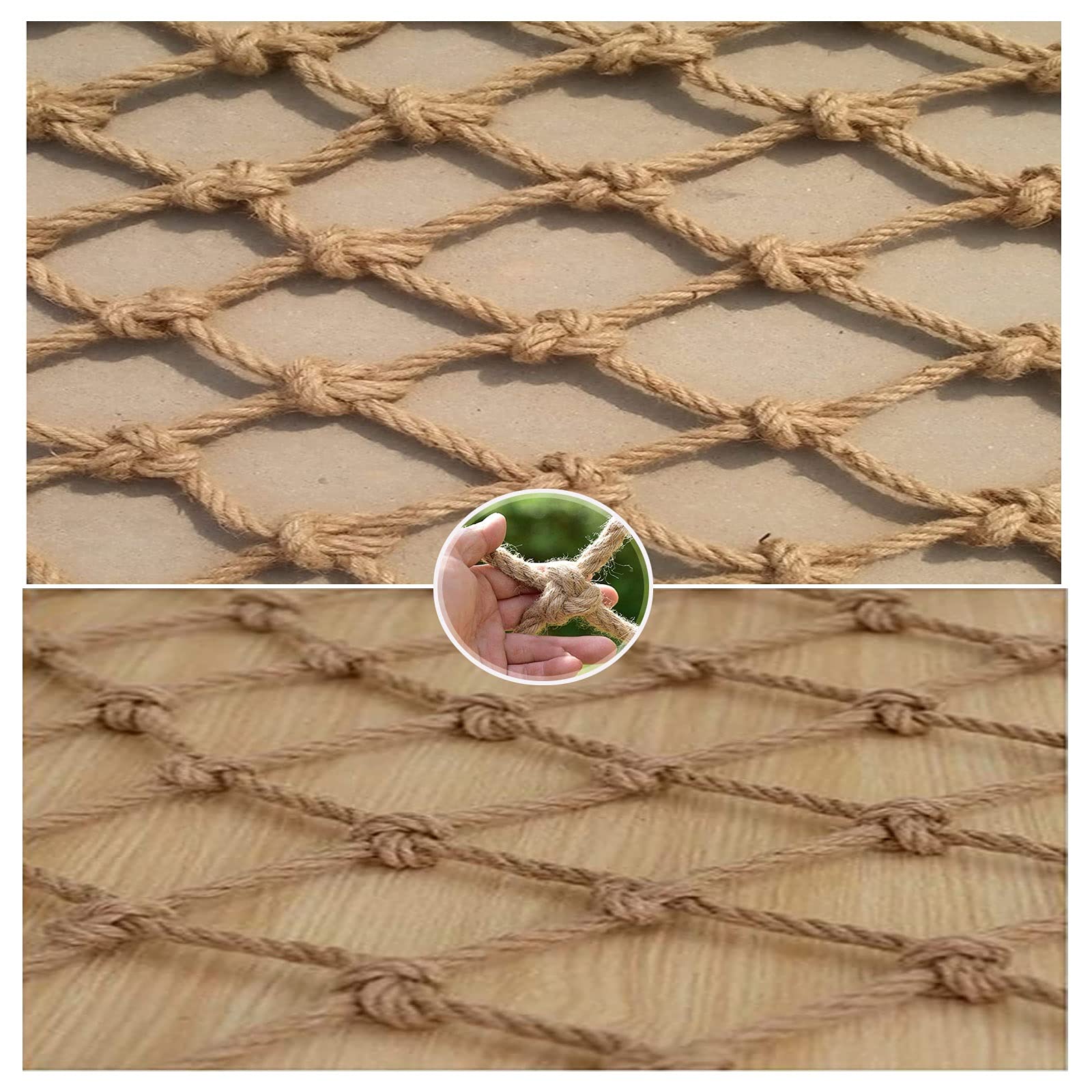 Hynet Climbing Cargo Net, Kids Safety Net, Waterproof Hemp Rope Net, Swing Rope Ladder Truck Trailer Netting, Balcony Railing Stair Protection Decor Mesh (Size : 1 * 3m(3 * 10ft))