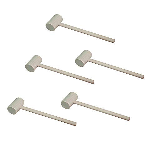 5 Pack Mini Wooden Hammers Mallet, Pounding Solid Natural Hardwood Crab Hammer,Seafood Shellfish Crab Mallet Solid, for Cracking Seafood Tool