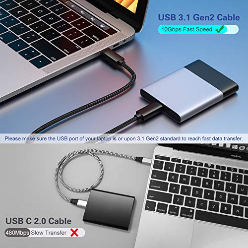 Besgoods USB C to USB C Cable, (1.5Ft) Short 100W USBC 3.1 Gen2 Power Delivery Compatible with SSD Hard Drive,MacBook,iPad Pro,PD Docking Station,4K Monitor,Pixel,Galaxy, Type C Devices,2-Pack(Black)