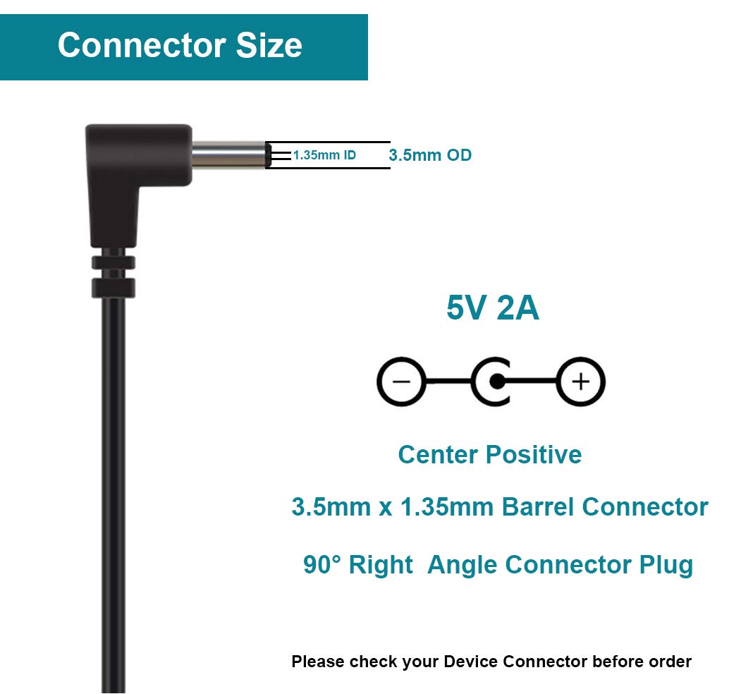 5V 2A AC Power Adapter with 3.5mm x 1.35mm Connector Plug, Wall Charger Power Adaptor for Tablets, Wireless Router, Switches, USB Hubs, Android TV Box, CCTV IP Security Cameras, LED Strip Lights (1)