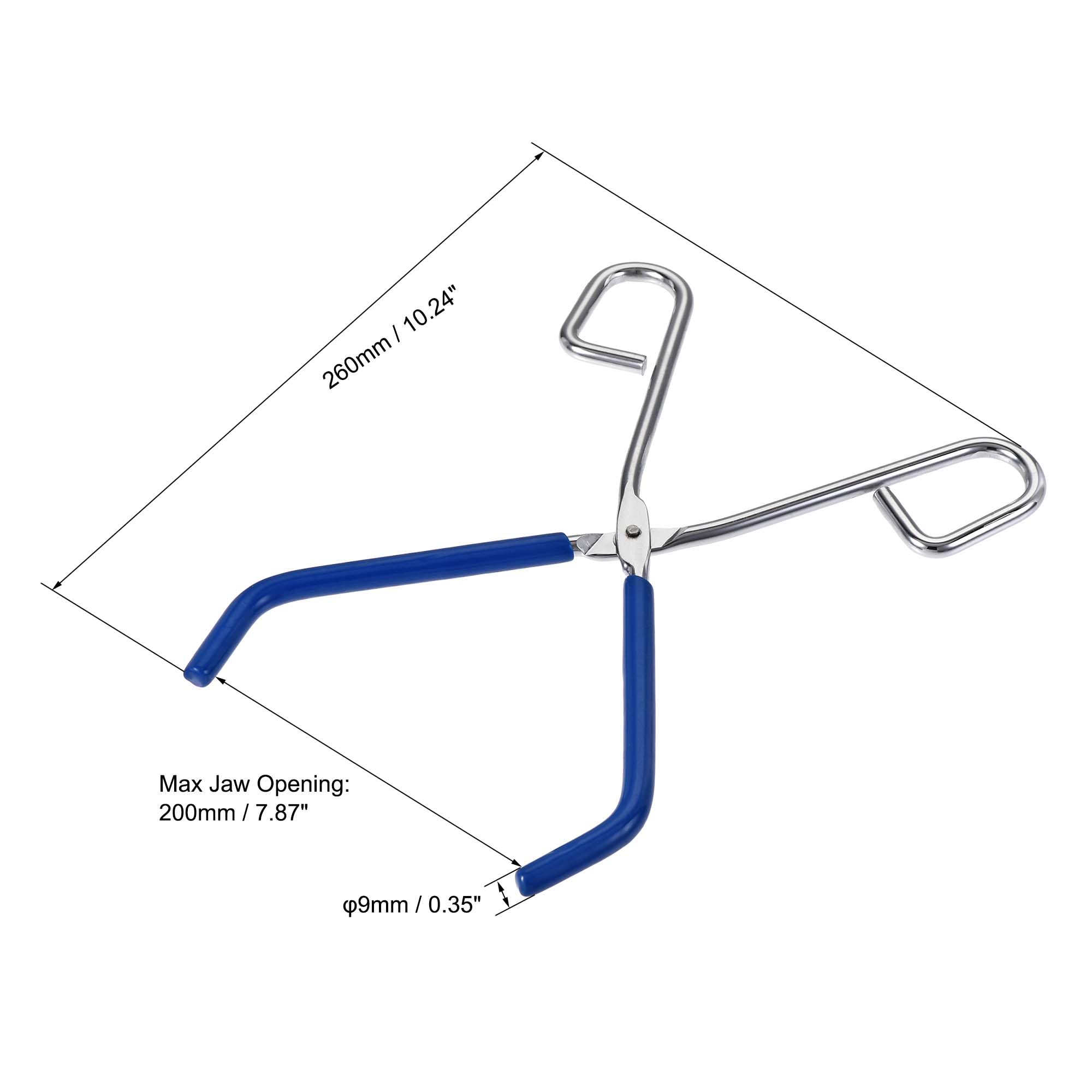 uxcell Lab Beaker Tongs Stainless Steel Chrome Plated 10-inch Opens Up to 200mm Width Blue