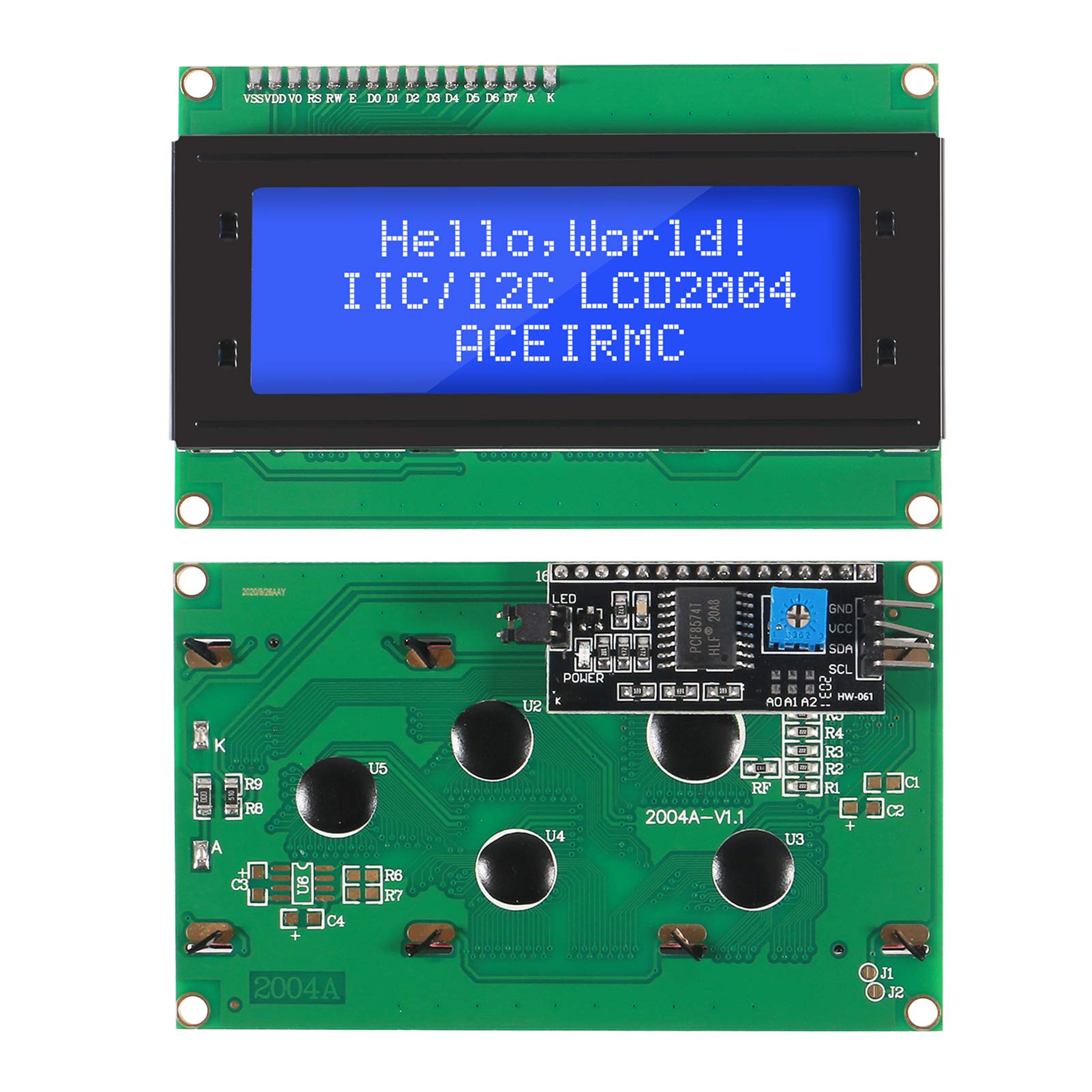 ACEIRMC 3pcs IIC I2C TWI Serial LCD 2004 20x4 Display Screen Blue + IIC I2C Module Interface Adapter for Raspberry Pi Arduino (Blue)