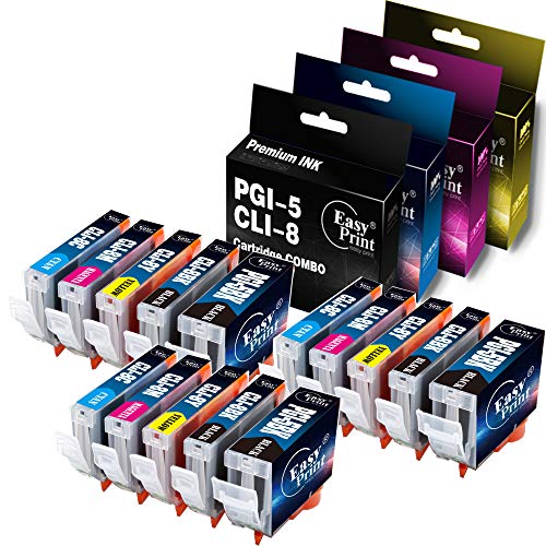 15-Pack Compatible PGI5 CLI8 PGI-5 CLI-8 Ink Cartridge Used for Canon PIXMA IP4300 IP4500 IP5200 IP6600D MP600 Pro9000 Printer (3X Big BK, 3X Small BK, 3X Cyan, 3X Magenta, 3X Yellow), by EasyPrint