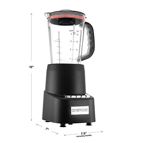 Chefman Countertop + Travel Dynamic Blending System, 12-Piece Set, 3 Programmed Speeds & Pulse, Easy Ice Crushing for Shakes & Smoothies, Dishwasher-Safe 32-Oz Pitcher, 12Oz & 2 24Oz Tumblers, Black