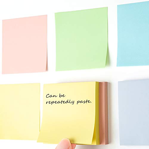 8 Pads Sticky Notes 3x3 Pastel Colors Self-Stick Notes Pads Super Adhesive Sticky Notes Great Value Pack
