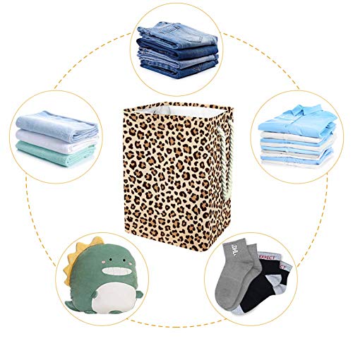 AISSO Large Laundry Hamper Basket Waterproof Dirty Cloth Storage Bins with Handle for Bedroom Laundry Room Bathroom Cheetah Leopard Skin Print